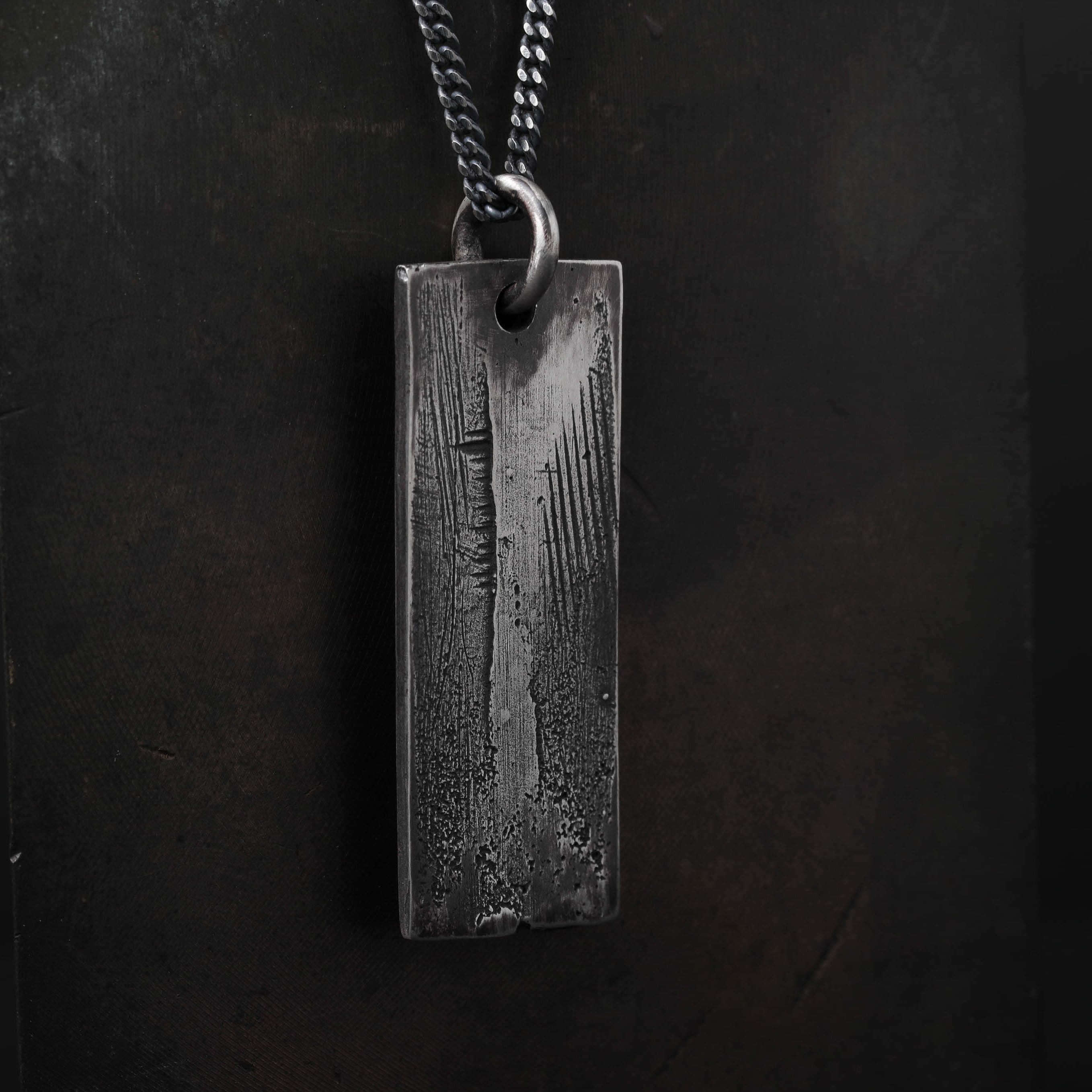 Mens Necklace Rustic Tag Pendant for Men in Sterling Silver | Etsy