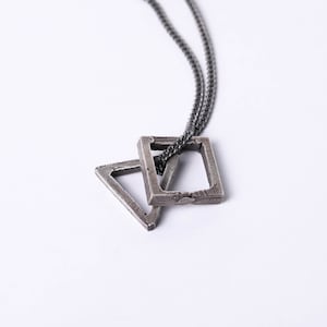 Mens Necklace Triangle Square Pendant in Sterling Silver 925 - Etsy