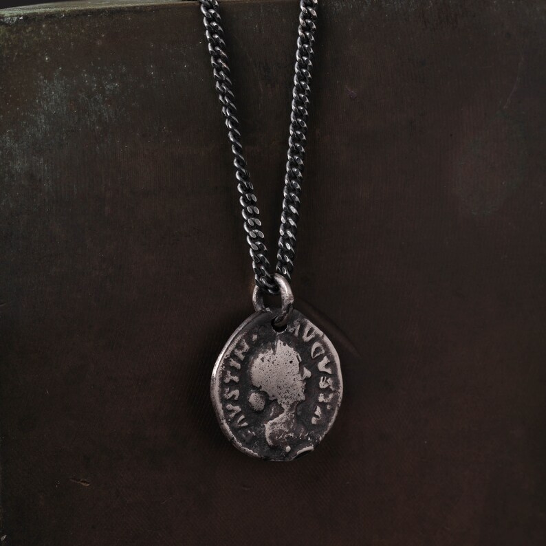 Mens Necklace Antique Roman Coin Pendant Denar FAVSTINA - Etsy