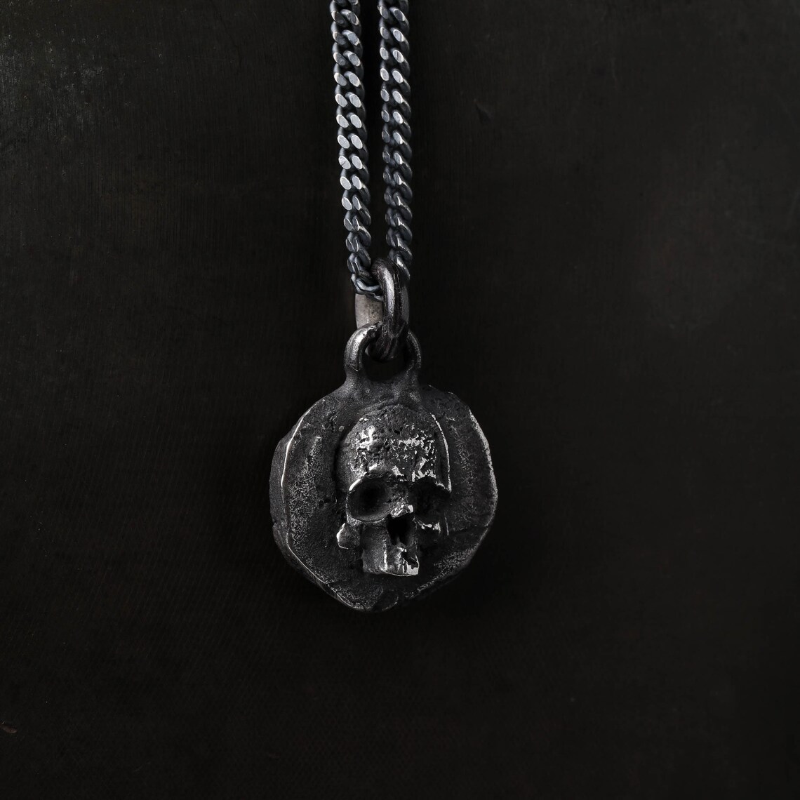 Man's Necklace Skull Memento Mori Stone Pendant in - Etsy