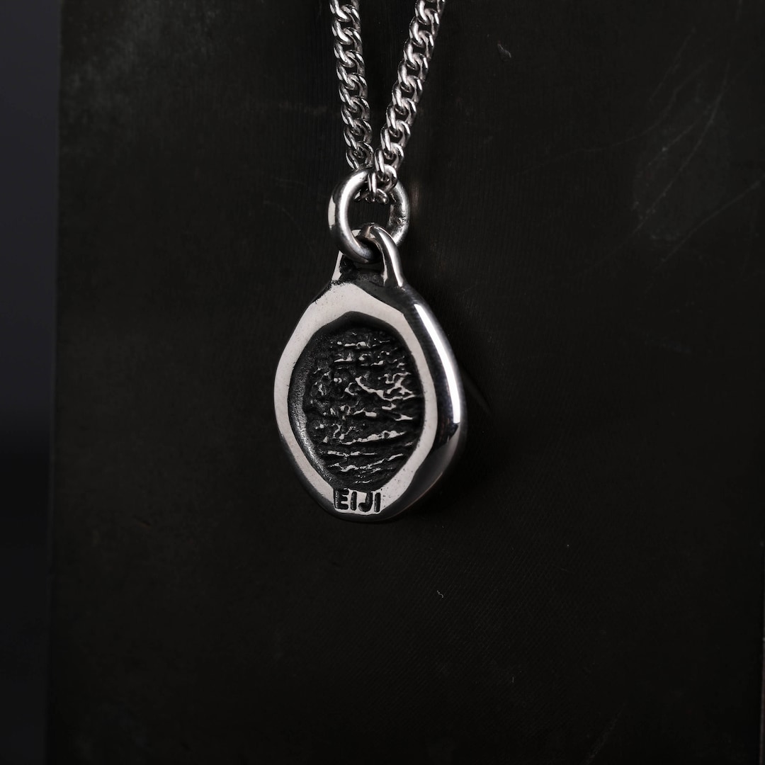 Men's Necklace Rustic Organic Smooth Pendant Handmade in Sterling ...