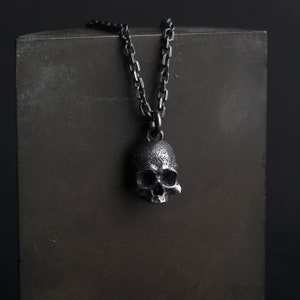 Man's Necklace Two Faced Skull Pendant in Oxidized Sterling Silver - Etsy