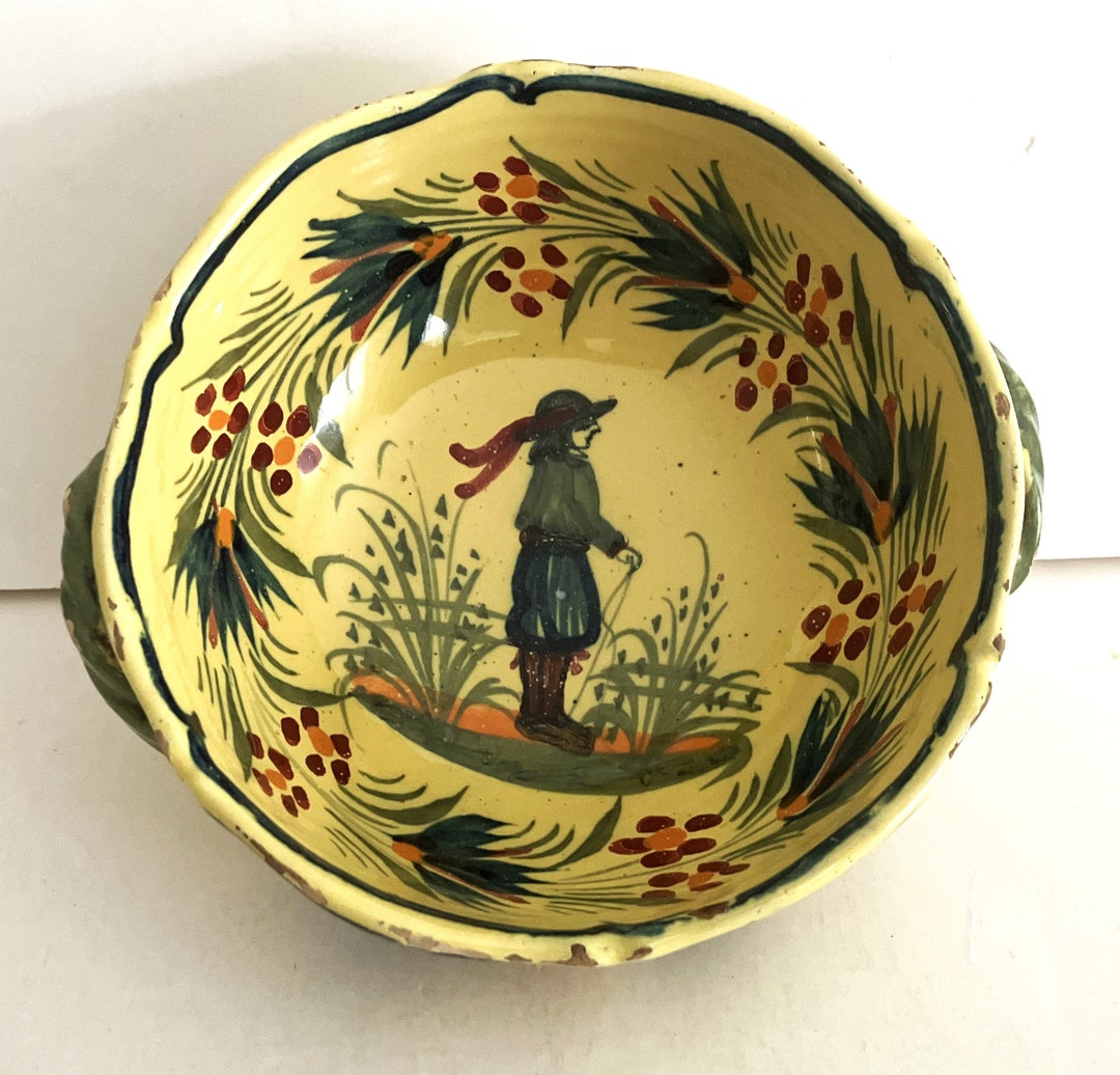 Henriot Quimper French Faience Bowl in Yellow - Etsy