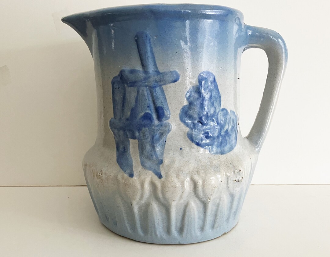 Stoneware Pottery Jug With Windmill - Etsy