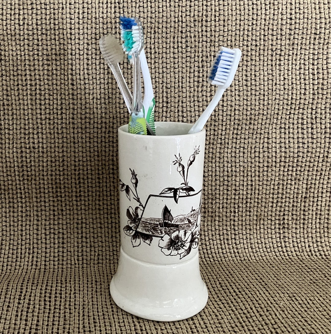 Antique Toothbrush Holder in Brown Transfer - Etsy