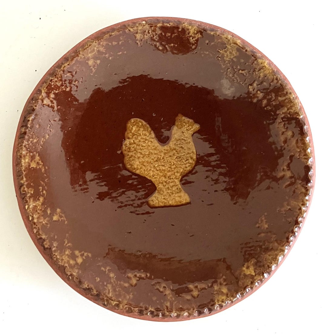 Ned Foltz Redware Chicken or Rooster Dish - Etsy