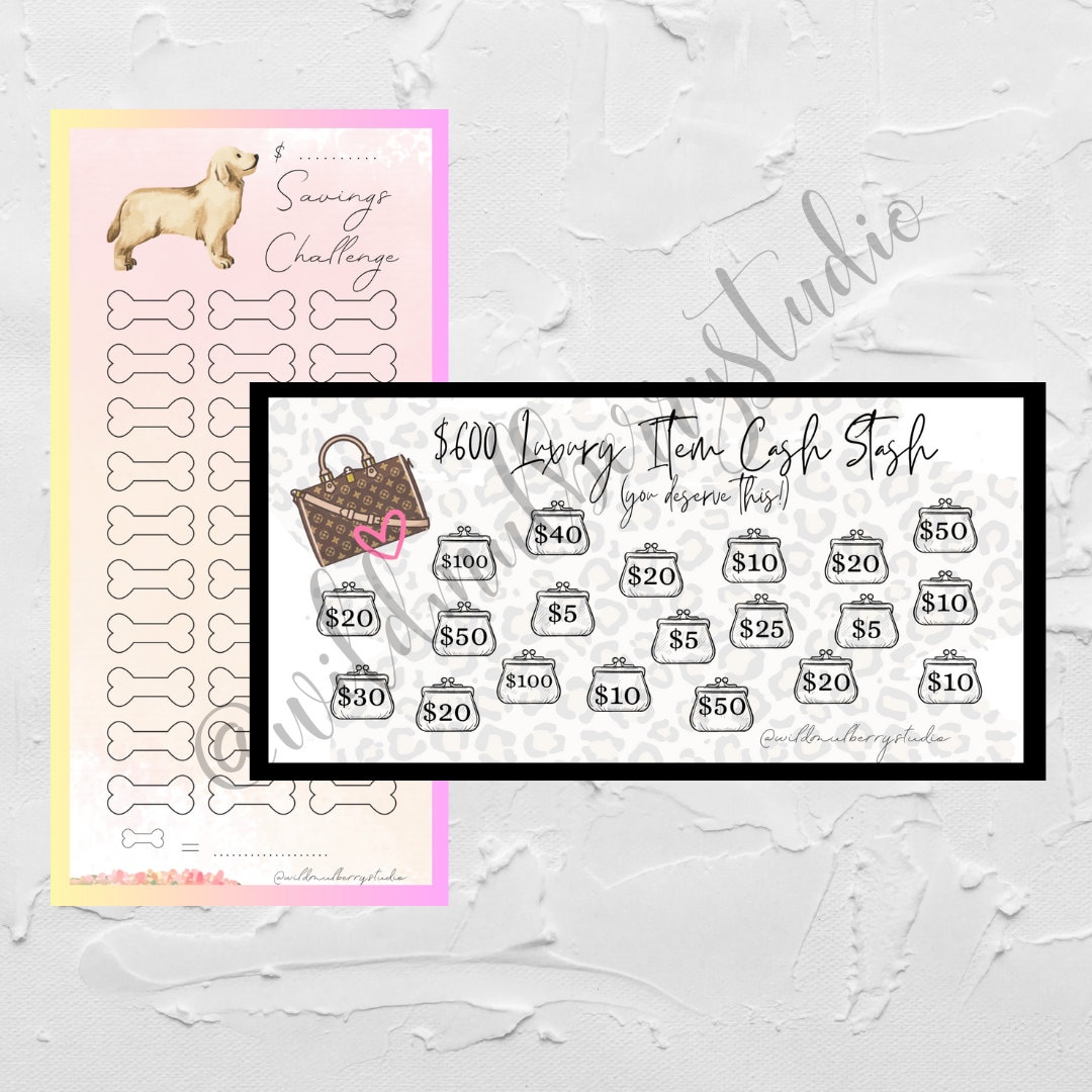 Savings Challenge Trackers . Budget Binder Trackers . Dog Bone BLANK ...