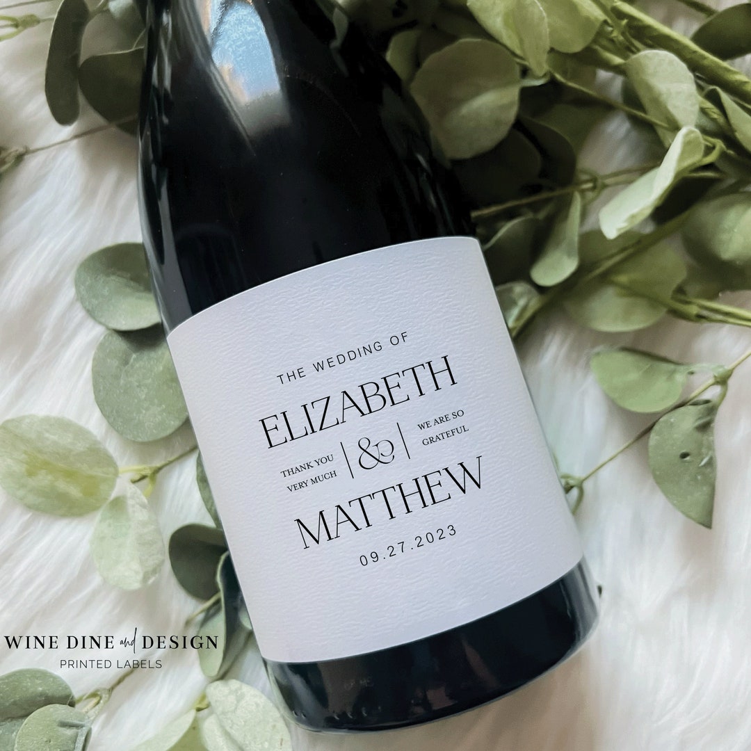 Personalized Wedding Champagne Label: Minimalist Wine Favor - Etsy