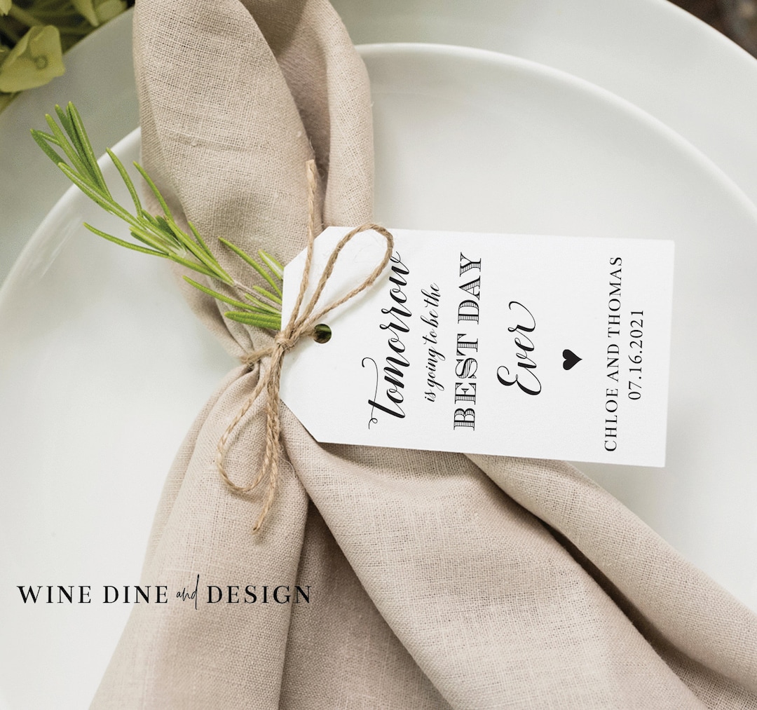 Personalized Rehearsal Dinner Favor Tag, Napkin Ties Table Decor Tag - Etsy