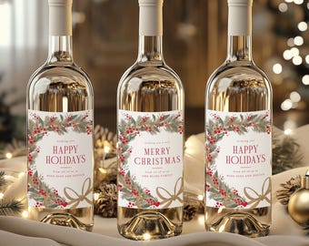 Personalized Christmas Wine Label | Teacher Gift - Etsy