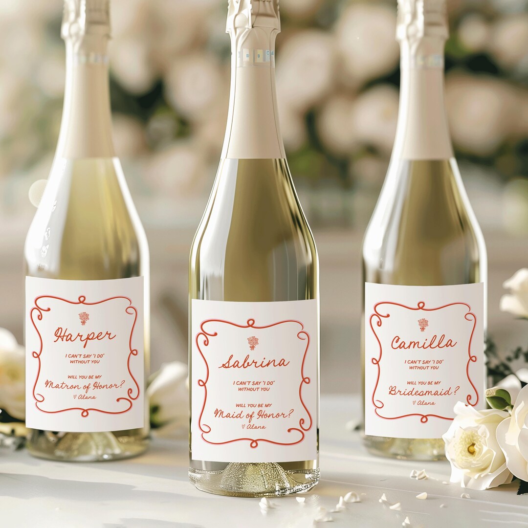 Bridesmaid Proposal Wine Labels: Wavy Maid of Honor Design - Etsy