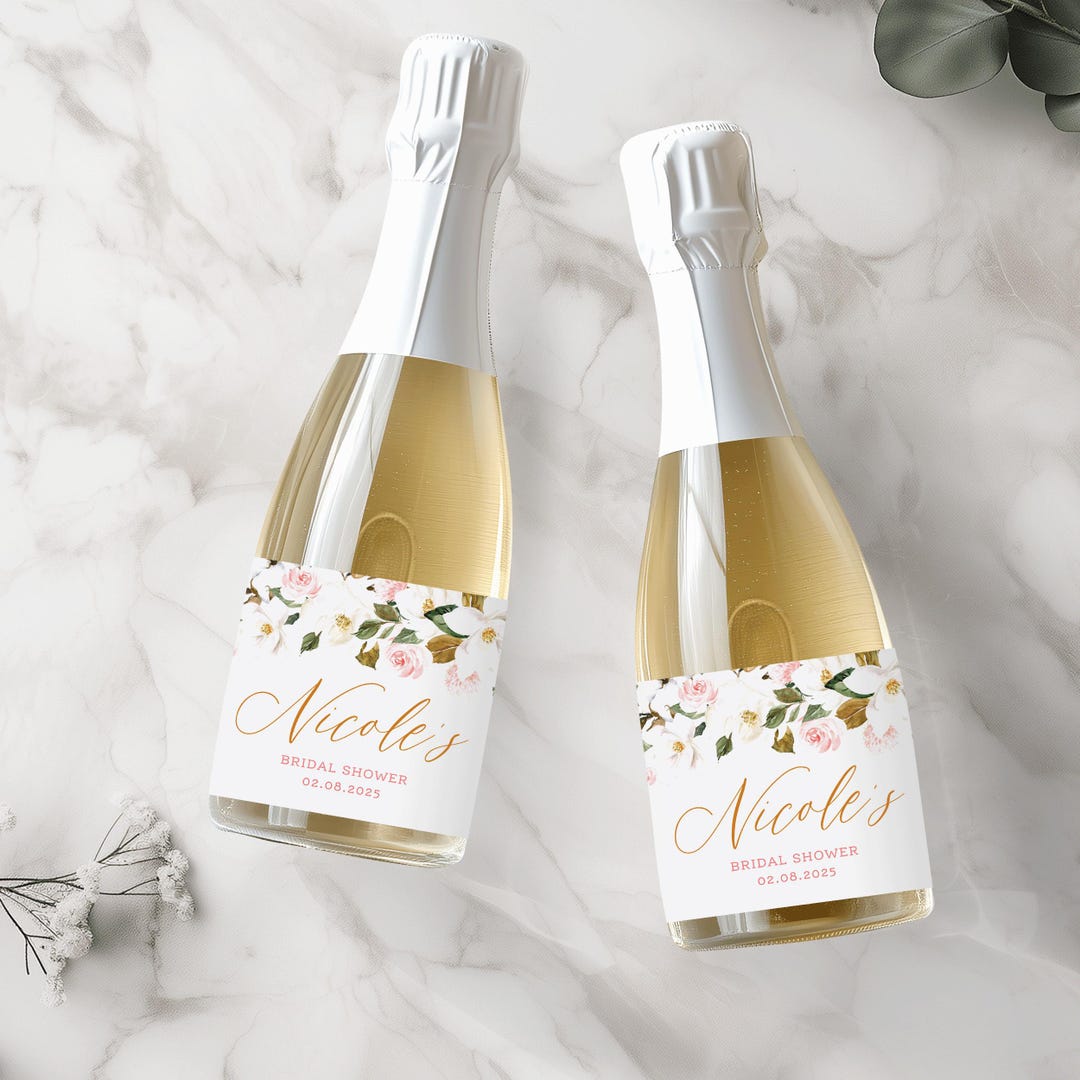 Personalized Bridal Shower Champagne Labels: Watercolor Floral Favor - Etsy
