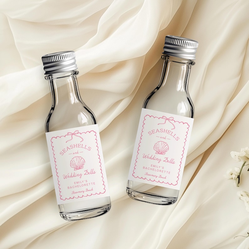 Seashells & Wedding Bells Bachelorette Party Shot Labels: Coastal ...