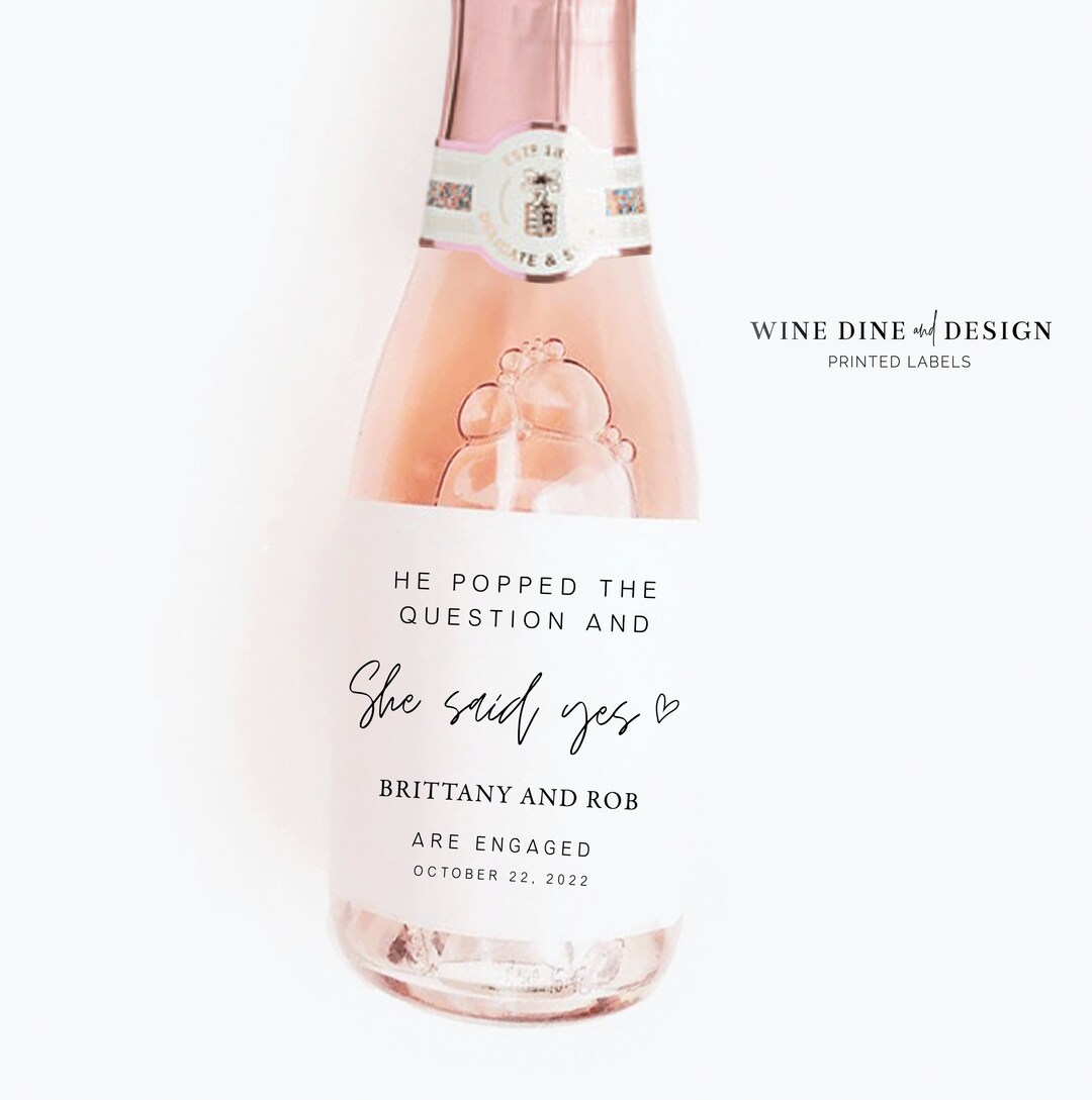 Personalized Engagement Label | She Said Yes | Mini Champagne | Full ...