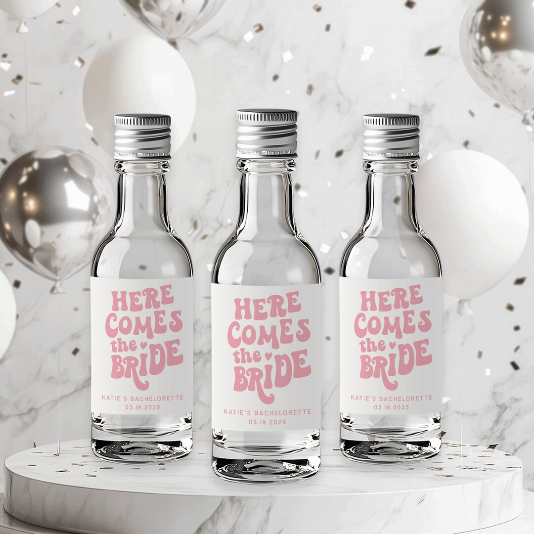 Here Comes the Bride Bridal Shower & Bachelorette Labels Full Size ...