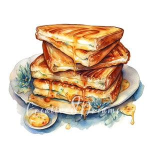 Grilled Cheese Sandwiches Clipart Bundle- 10 High Quality Watercolor ...