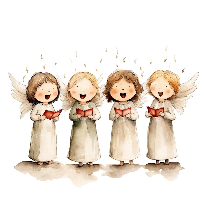 Adorable Little Angels Singing Christmas Carols PNG Clipart Bundle ...
