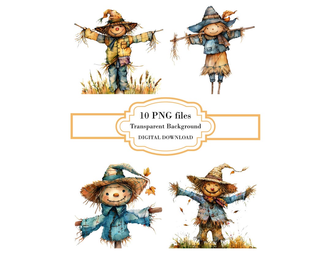 Adorable Scarecrow PNG Clipart Bundle- Digital Download - Etsy