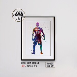 Soccer Player Art Personalized Custom Name and Number Sport - Etsy