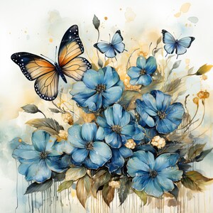 Shabby Chic Butterfly With Flowers JPG Clipart Bundle- Digital Download ...