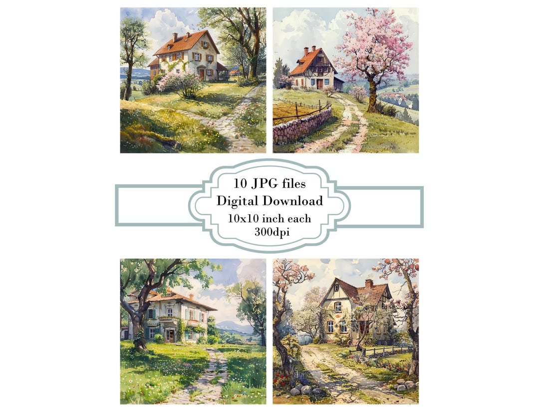 Vintage Countryside Cottage JPG Clipart Bundle- Digital Download - Etsy