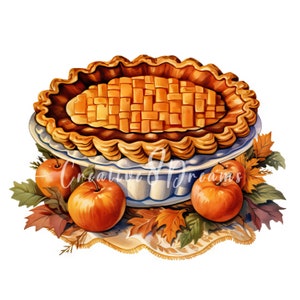 Grandma's Thanksgiving Pumpkin Apple Pie Clipart Bundle- 10 High ...