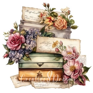 Vintage Postal Envelopes Clipart Bundle 10 High Quality Watercolor Jpgs ...