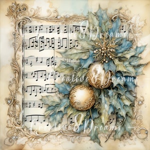 Blue Christmas Music Notes With Pearls JPG Clipart Bundle- Digital ...