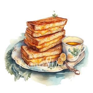 Grilled Cheese Sandwiches Clipart Bundle- 10 High Quality Watercolor ...