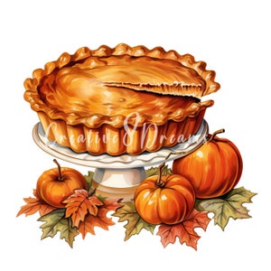 Grandma's Thanksgiving Pumpkin Apple Pie Clipart Bundle- 10 High ...