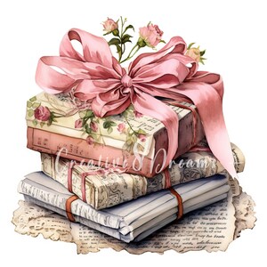 Vintage Newspapers With Pink Ribbon and Roses Clipart Bundle- 10 High ...