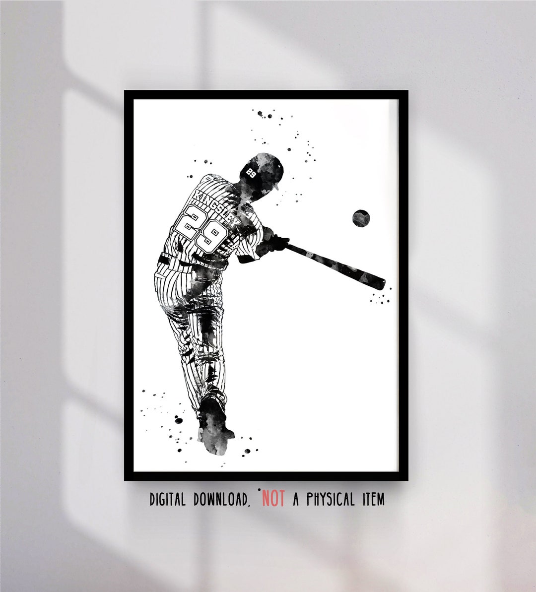 Baseball Player Art Personalized Custom Name and Number Watercolor ...