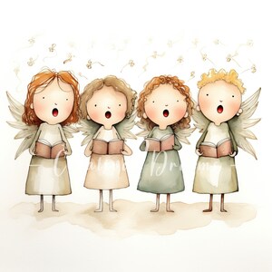 Adorable Little Angels Singing Christmas Carols JPG Clipart Bundle ...