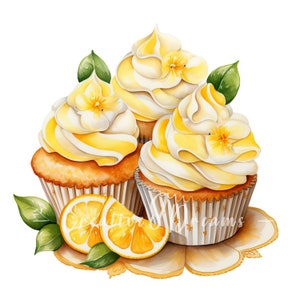 Lemon Cupcake JPG Clipart Bundle- Digital Download - Etsy