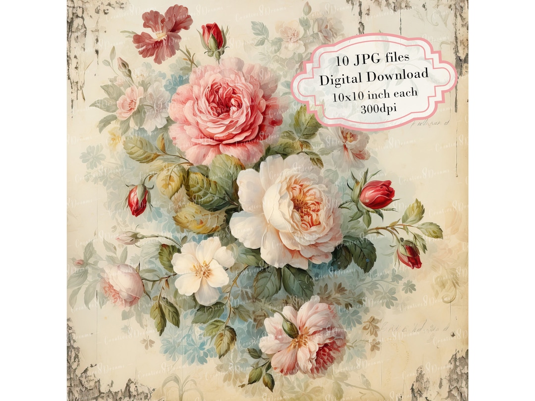 Shabby Chic Baroque Floral Page Clipart Bundle- 10 High Quality ...