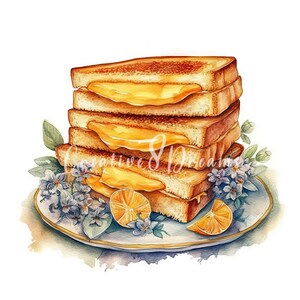 Grilled Cheese Sandwiches Clipart Bundle- 10 High Quality Watercolor ...