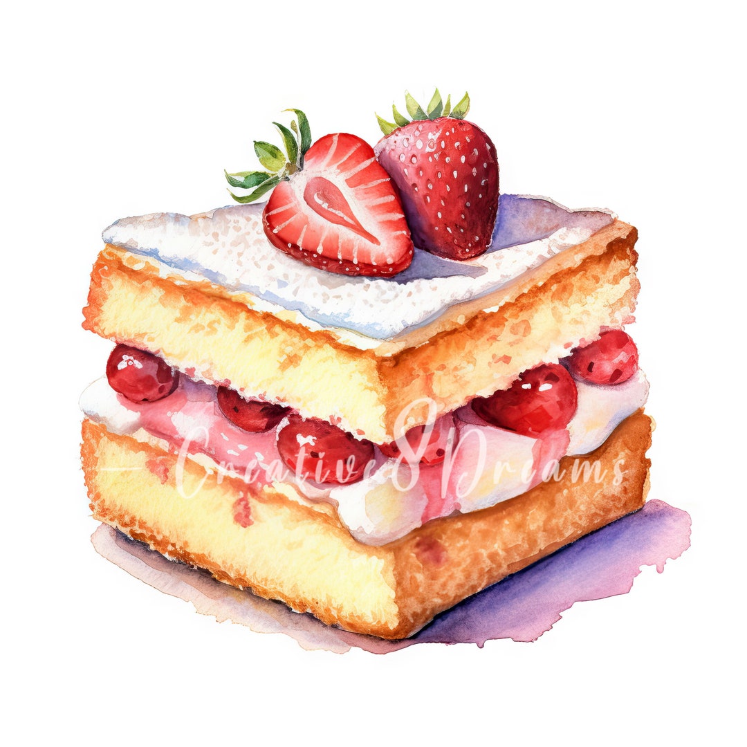 Sponge Cake Clipart Bundle- 10 High Quality Watercolor Jpgs- Baking ...