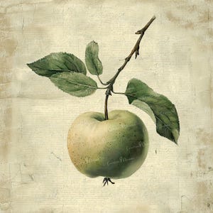 Vintage Botanical Apple Aged Paper JPG Clipart Bundle- Digital Download ...