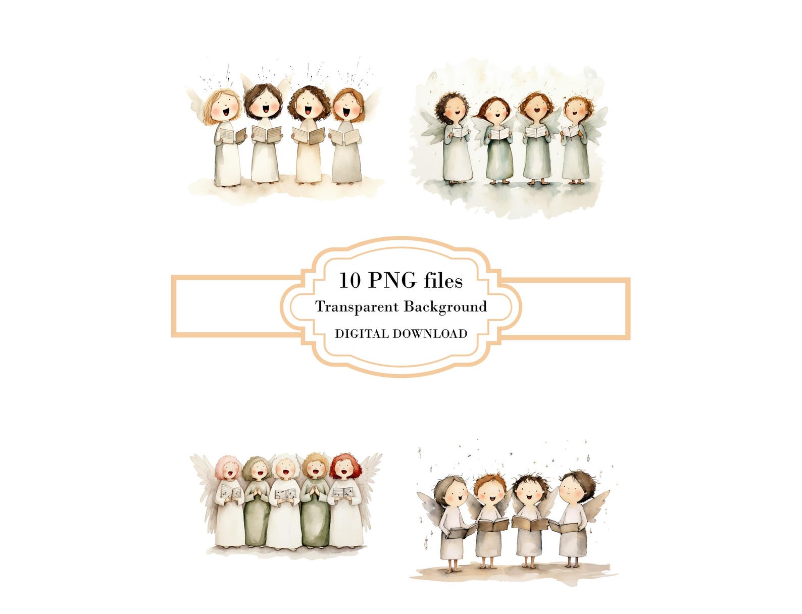 Adorable Little Angels Singing Christmas Carols PNG Clipart Bundle ...