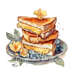 Grilled Cheese Sandwiches Clipart Bundle- 10 High Quality Watercolor ...