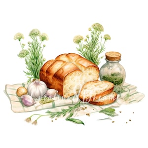 Making of Fresh Garlic Herb Bread Clipart Bundle- 10 High Quality ...