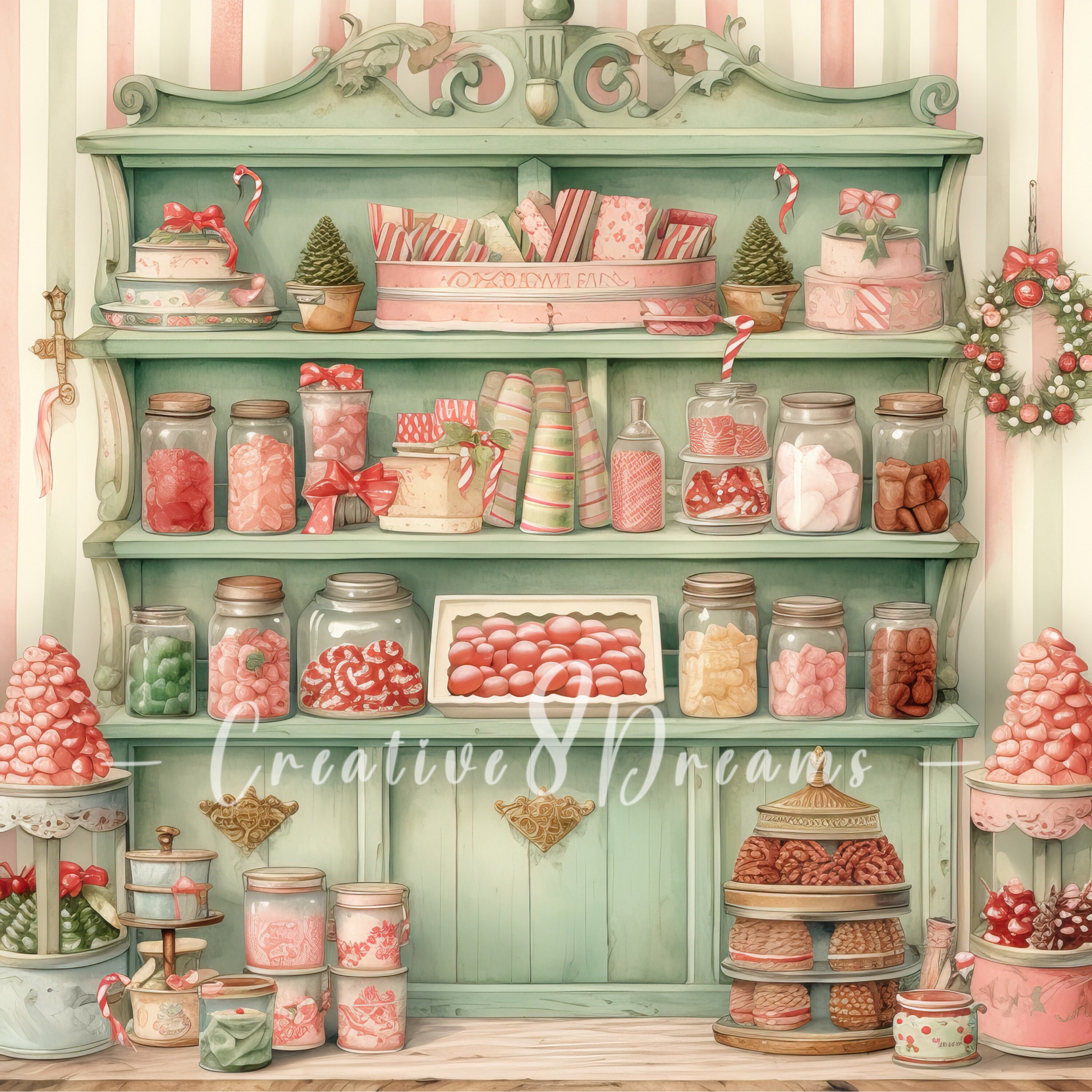 Pink Sage Christmas Candy Shop JPG Clipart Bundle- Digital Download - Etsy