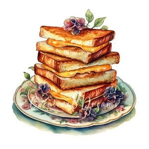 Grilled Cheese Sandwiches Clipart Bundle- 10 High Quality Watercolor ...