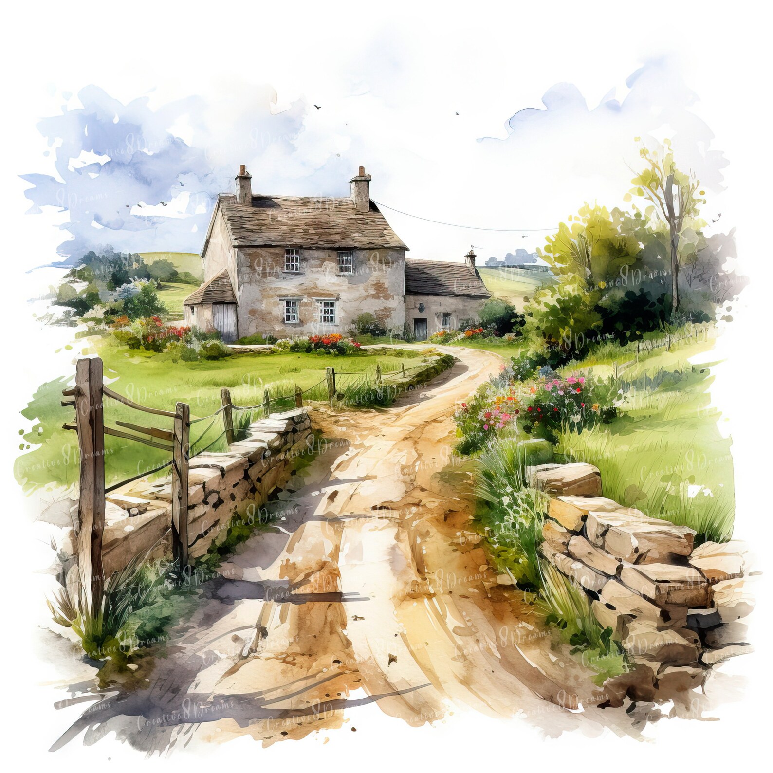 Dirt Road Path in Rural Scenery Clipart Bundle 10 High Quality ...
