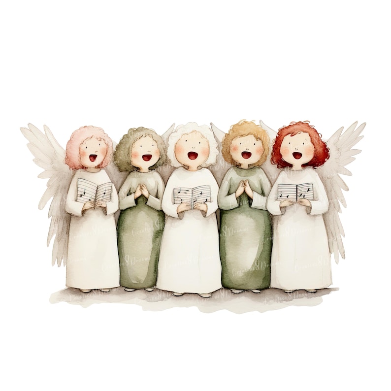 Adorable Little Angels Singing Christmas Carols PNG Clipart Bundle ...