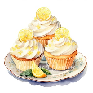 Lemon Cupcake JPG Clipart Bundle- Digital Download - Etsy