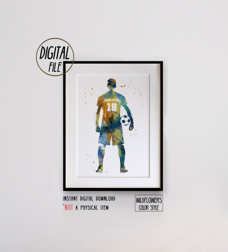 Soccer Player Art Personalized Custom Name and Number Sport - Etsy