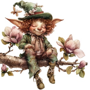 Spring Gnomes on Flowering Tree Clipart Bundle- 10 High Quality ...
