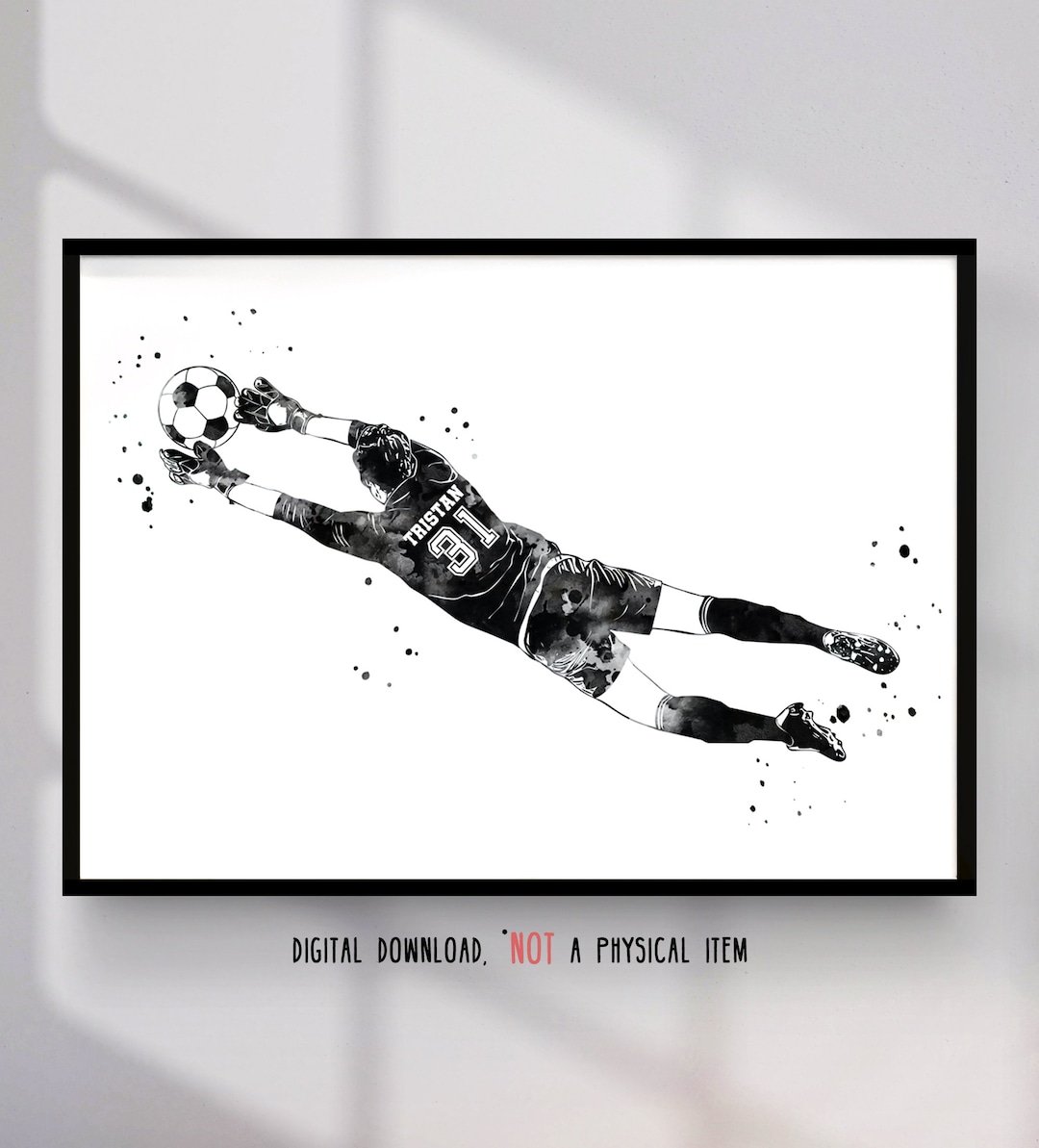 Soccer Goalkeeper Art Personalized Custom Name and Number Sport Poster ...