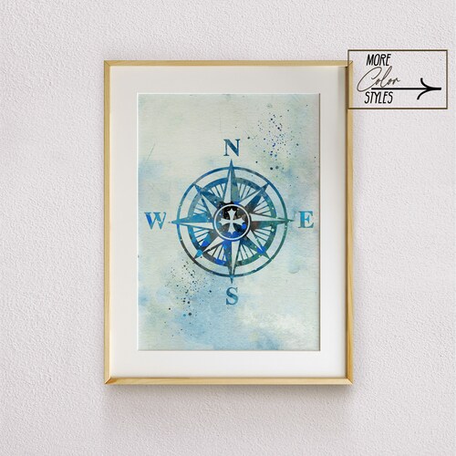 Compass Rose Watercolor Print - Etsy